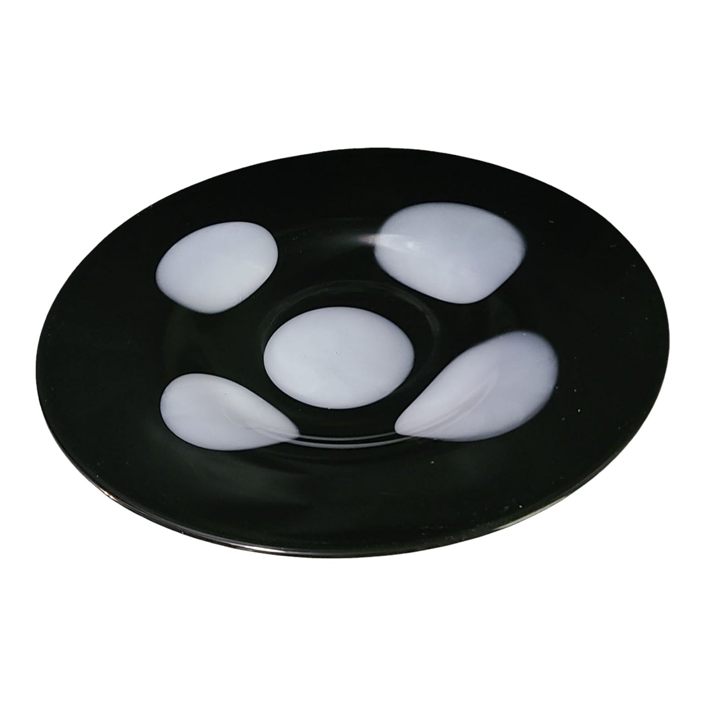 Mid-Century Modern Art Glass Black & White Dotted Centerpiece Platter ...