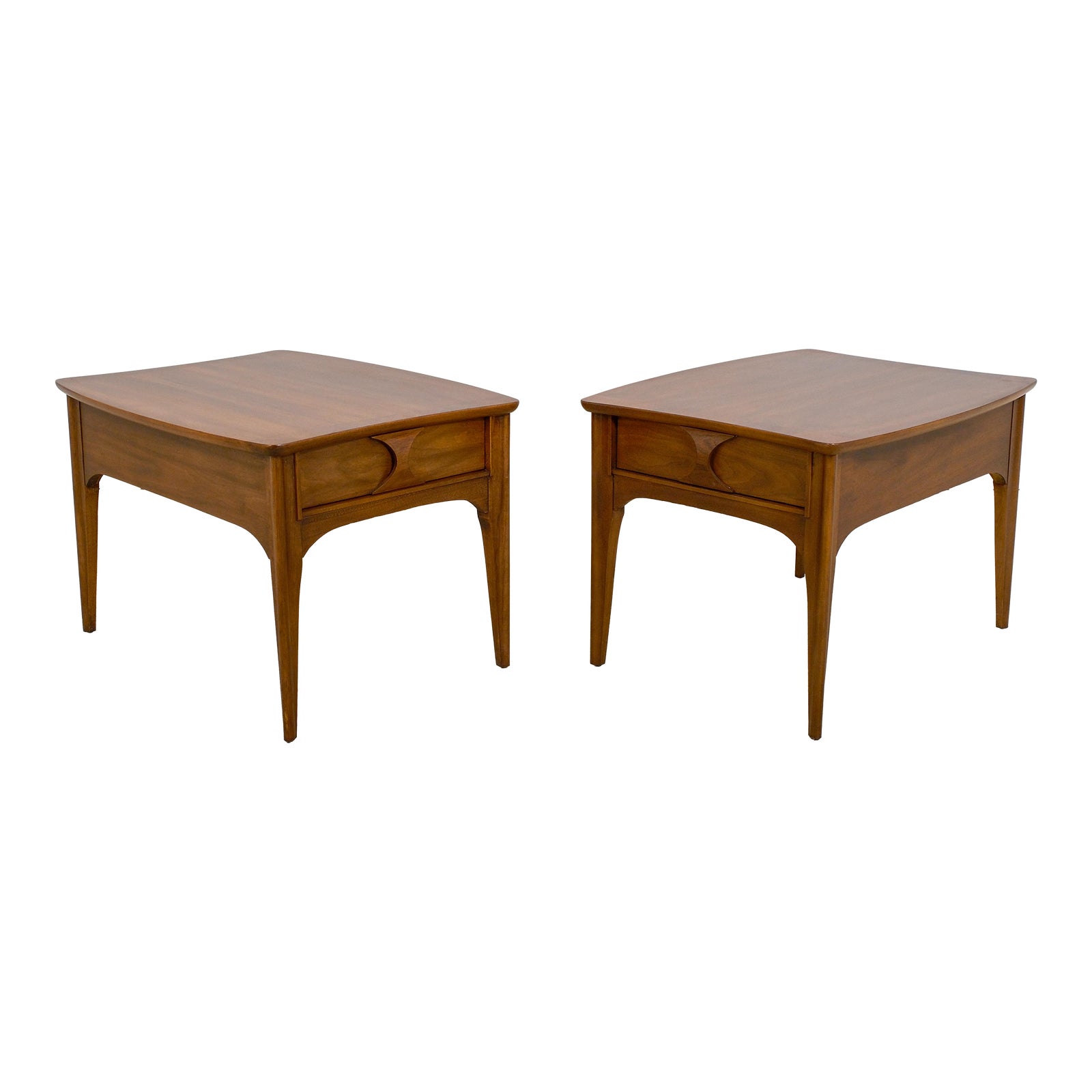 Pair Vintage Mid Century Modern Walnut End Tables | Chairish
