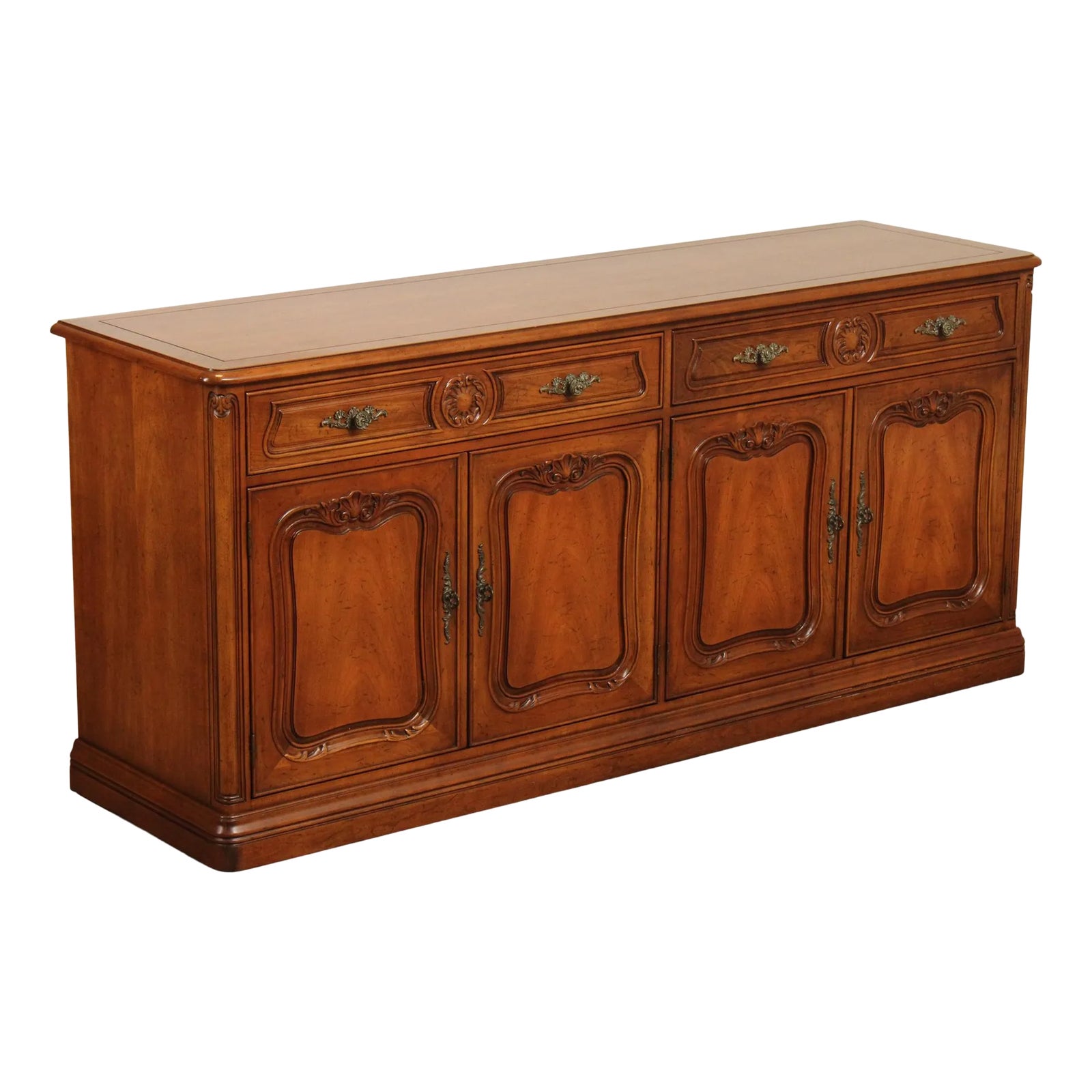 Henredon French Style Walnut Buffet Sideboard | Chairish