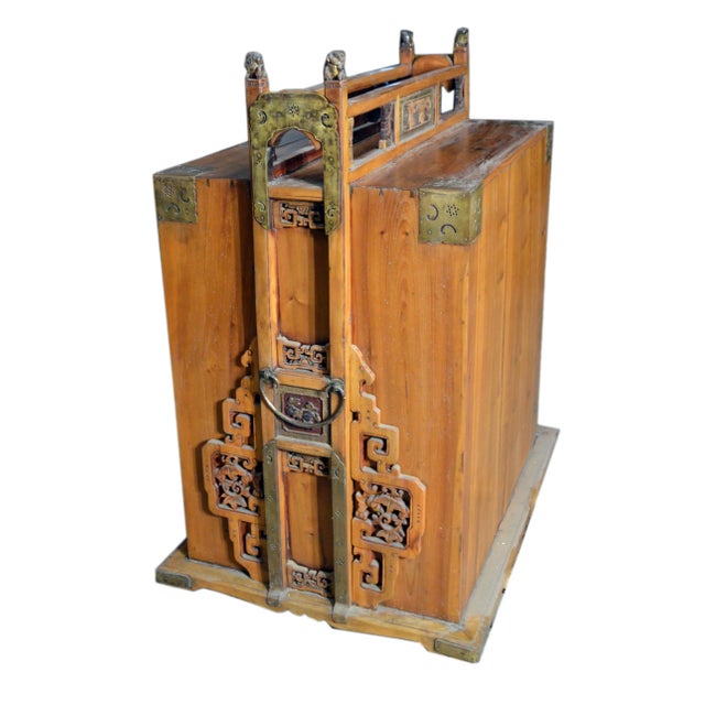 19th Century Chinese Dowry Chest With Fretwork and Carved Gilt ...