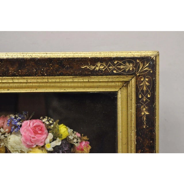 Antique Victorian Wax Flower Floral Mourning Wreath Shadow Box Frame ...