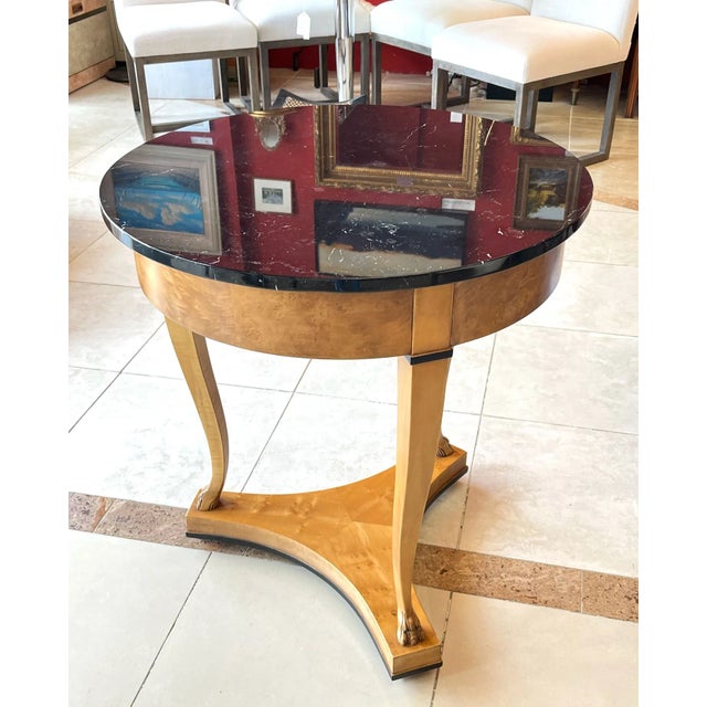 1990s Ej Victor Biedermeier Style Table. Black Marble Top | Chairish