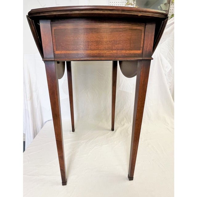 Small Federal Style Mahogany Drop Leaf Side Table With Drawer | Chairish