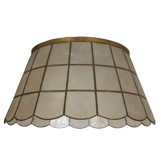 Vintage Leaded Capiz Shell Lamp Shade With Scalloped Edge and Brass ...
