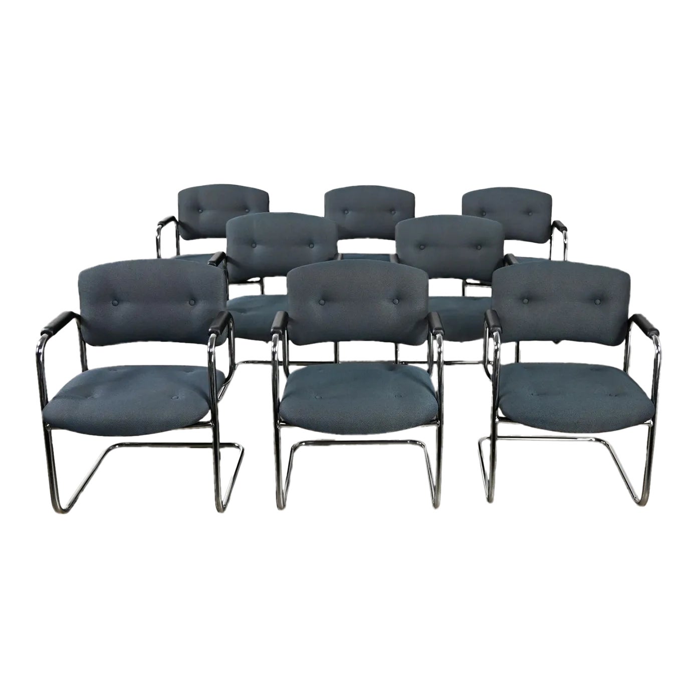 Late 20th Century Gray & Chrome Cantilever Chairs by United Chair Co ...