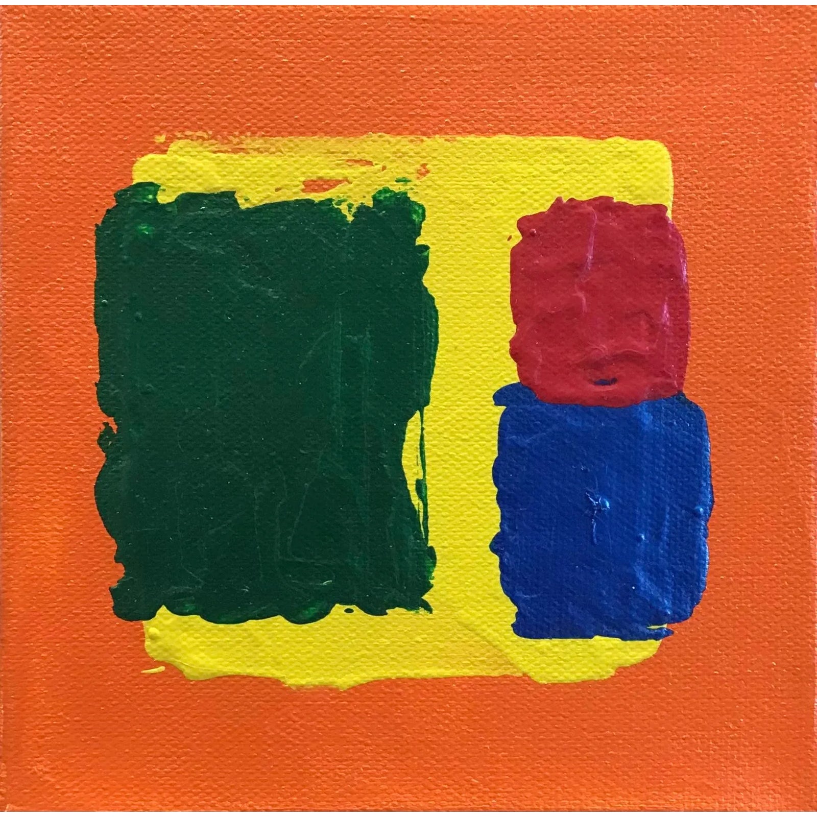 “Green Blue Red + Yellow on Orange” Contemporary Original Abstract ...