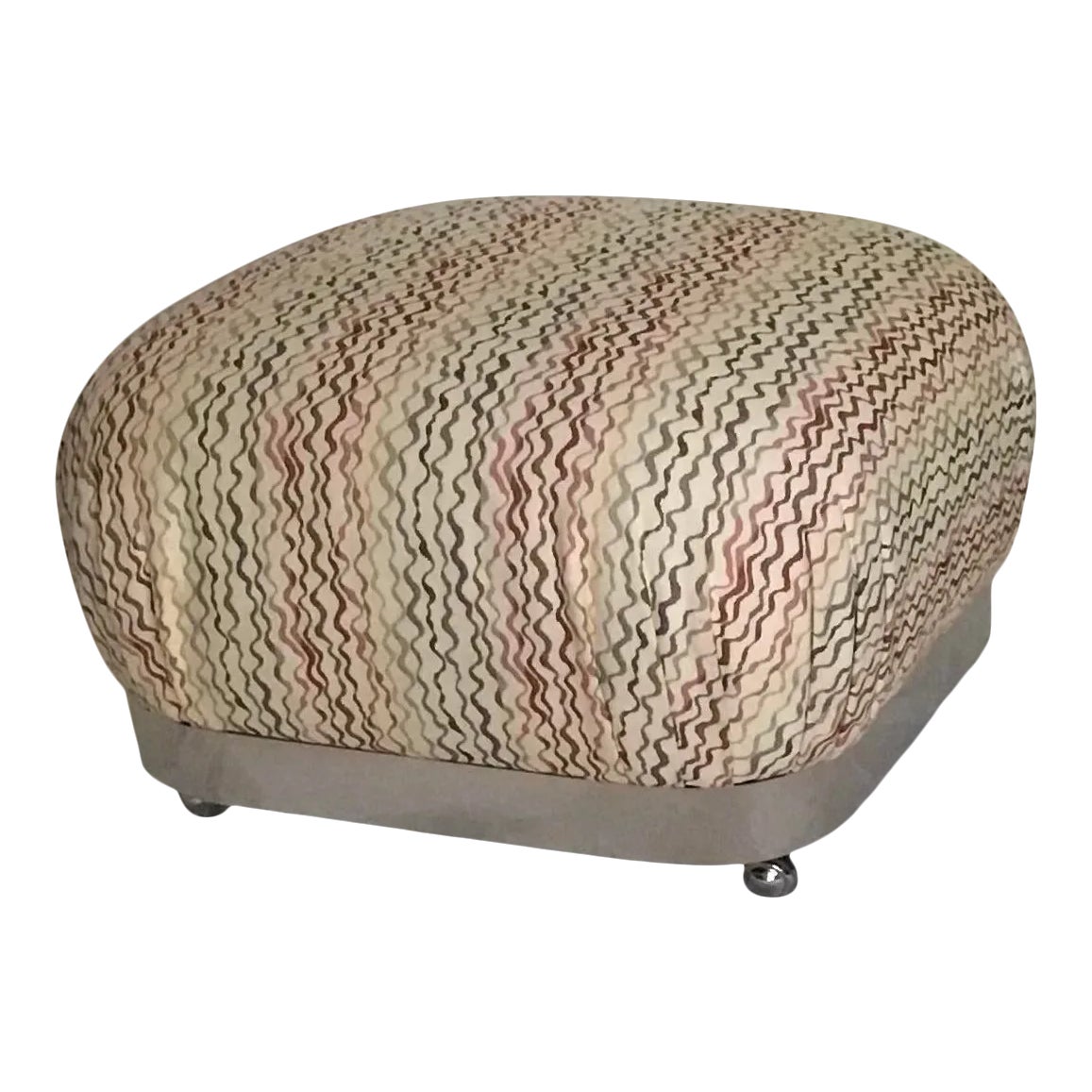 1970s Karl Springer Style Oversized Pouf Ottoman | Chairish