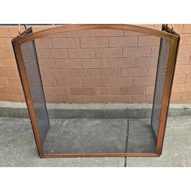 20th Century Copper Trifold Fireplace Screen | Chairish