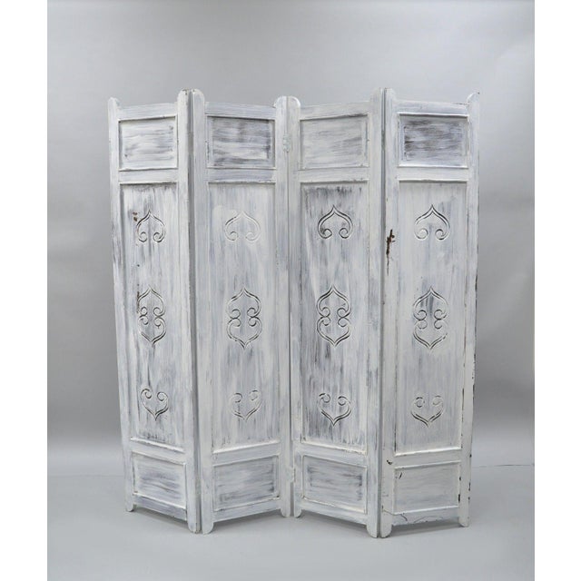 Middle Eastern Mediterranean Oriental 4 Section Wood Screen Divider ...