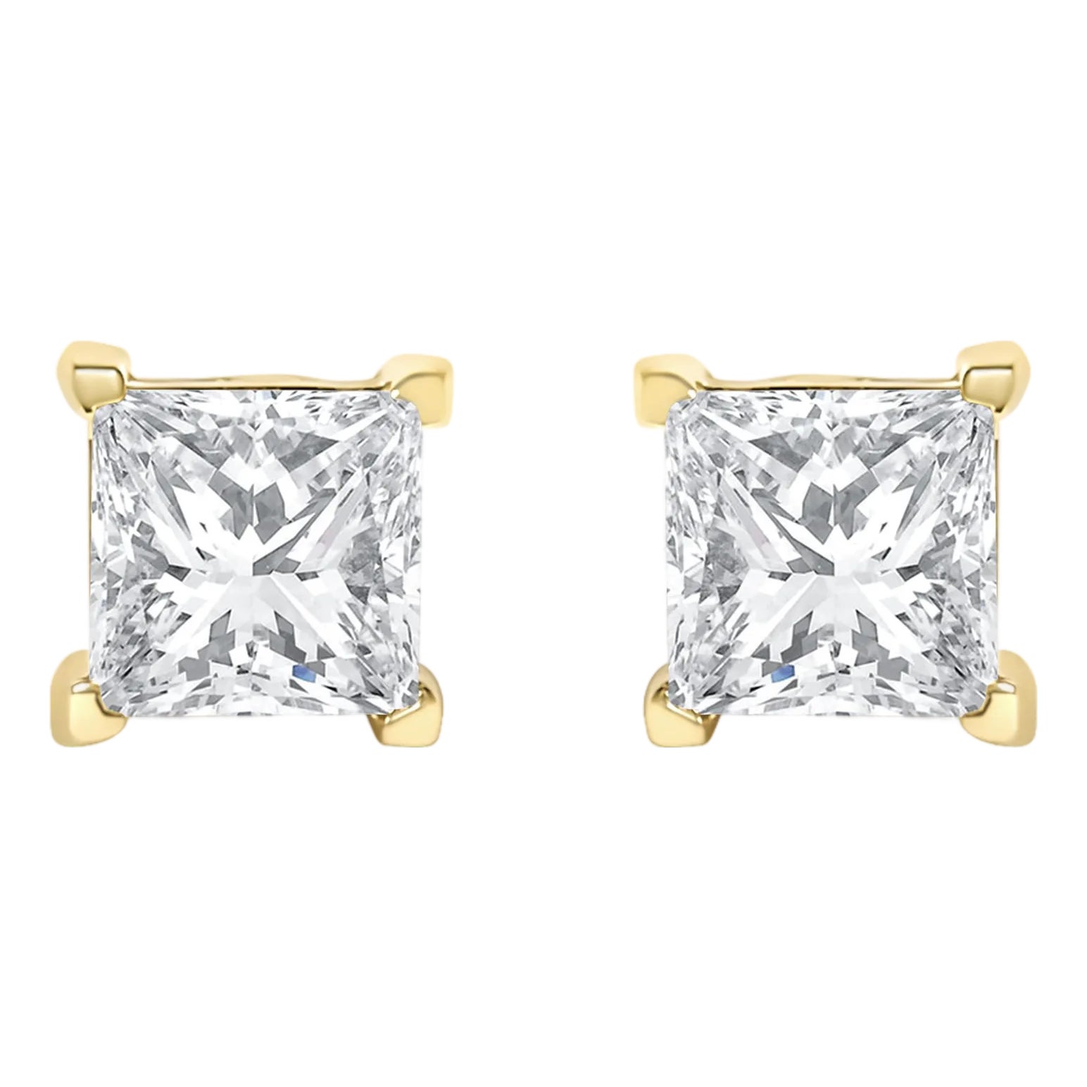 IGI Certified 14k Yellow Gold 1/2 cttw 4-Prong Set Princess-Cut ...
