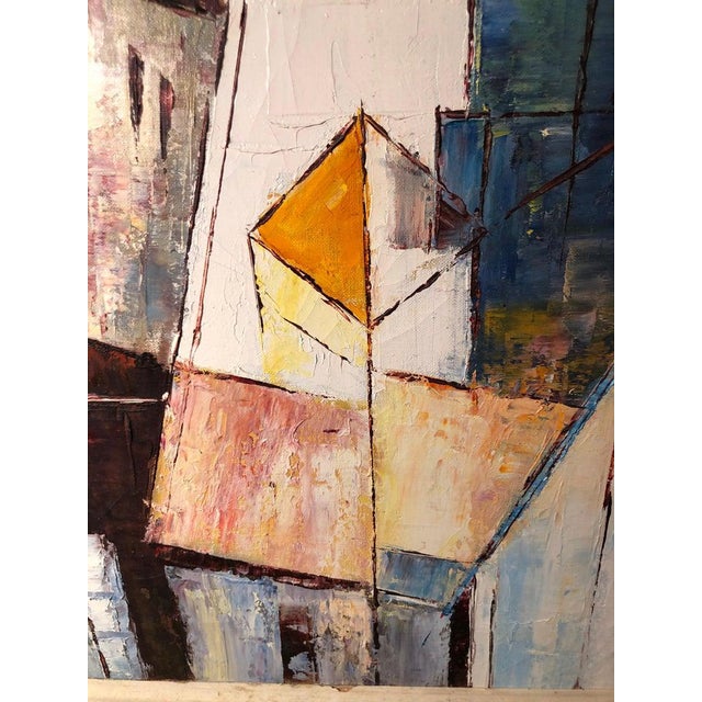 Mid-Century Modernist Painting of a Village | Chairish
