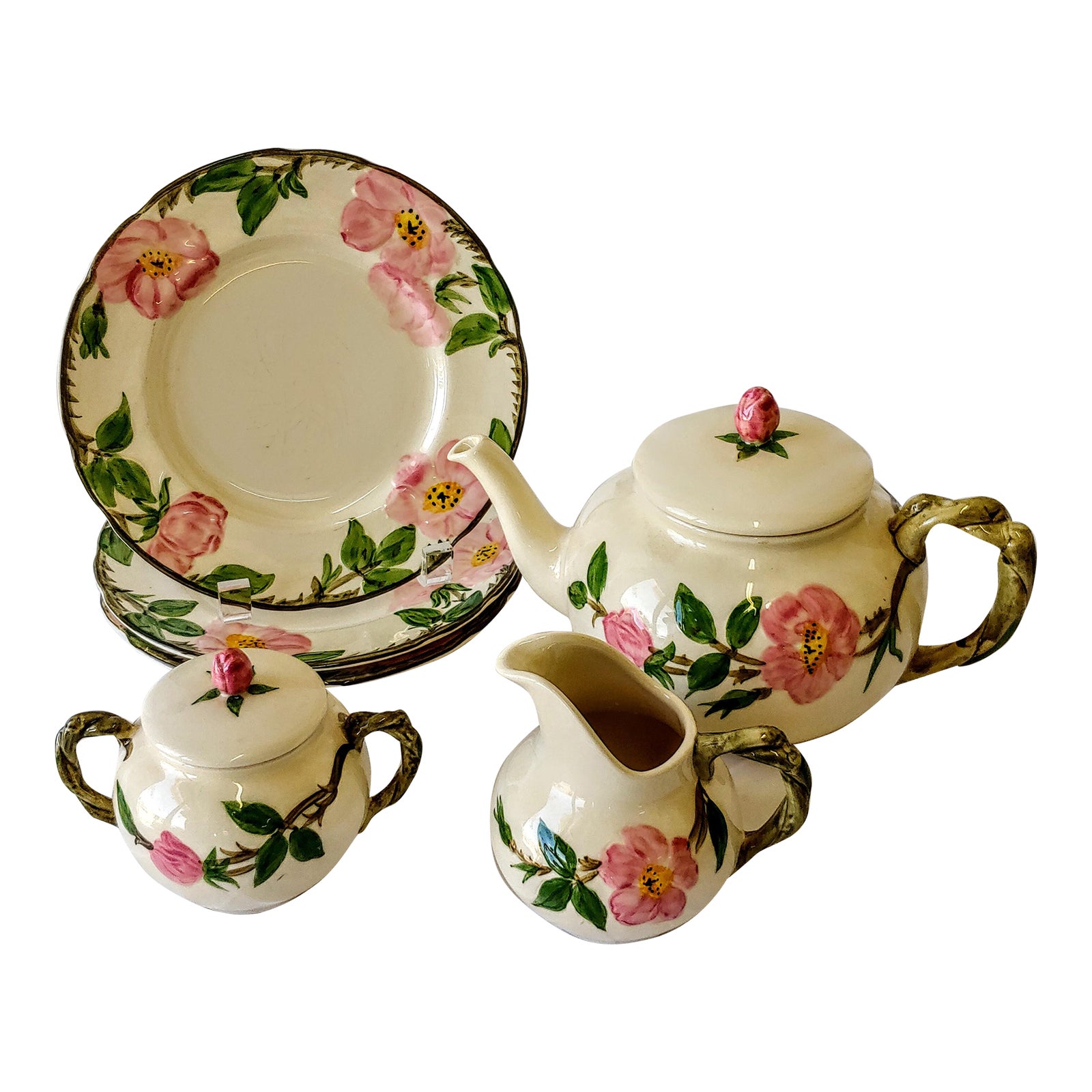 Vintage Franciscan Earthenware Deser Rose Pattern Tea Set, Set of 6 ...