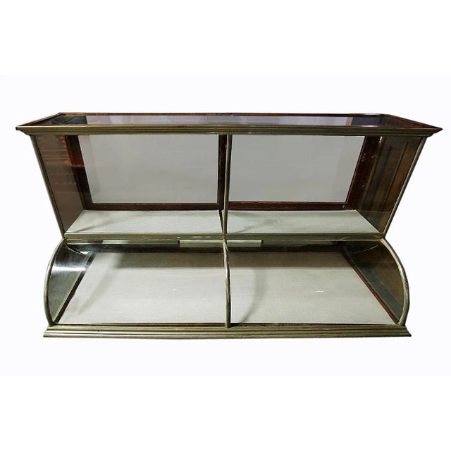 Vintage Two Tiered Showcase With Rounded Glass | Chairish