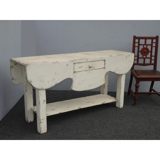 Vintage French Country Farmhouse Chic Off White Console Table W ...