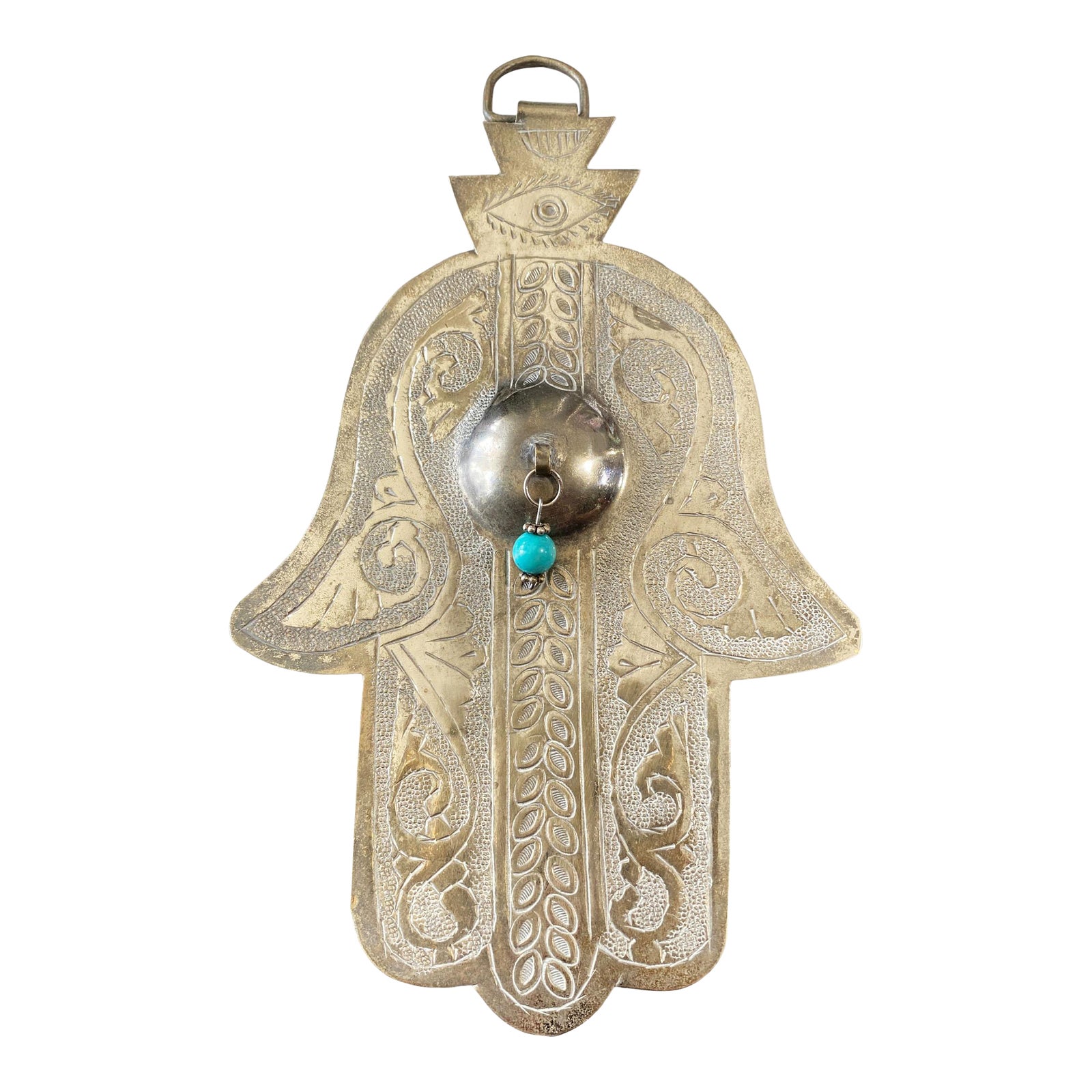 Moroccan Pendant Amulet Khamsa /Hand of Fatima 7.5" H | Chairish