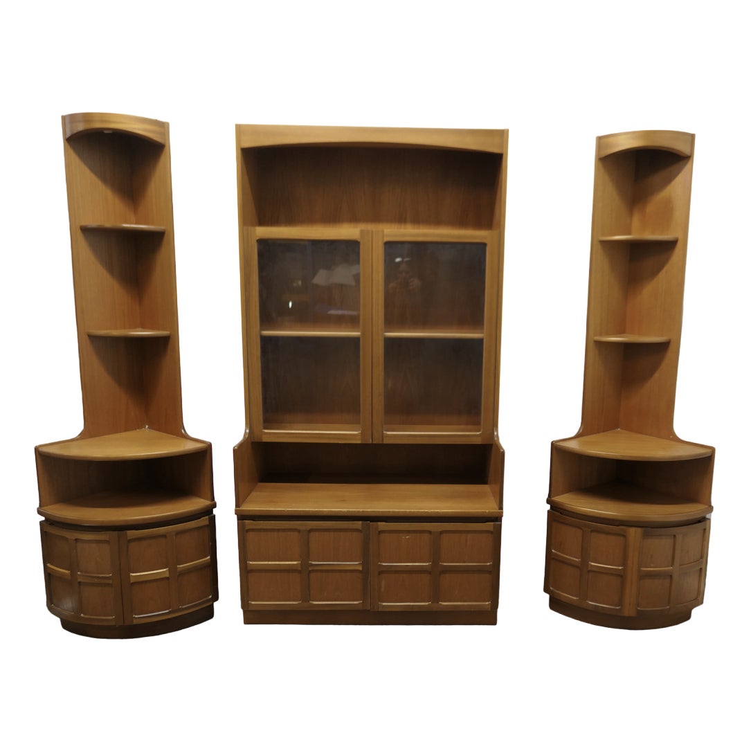 Teak Wall Unit by Nathan Furniture with 2 Corner & 1 Main Unit, 1980s ...