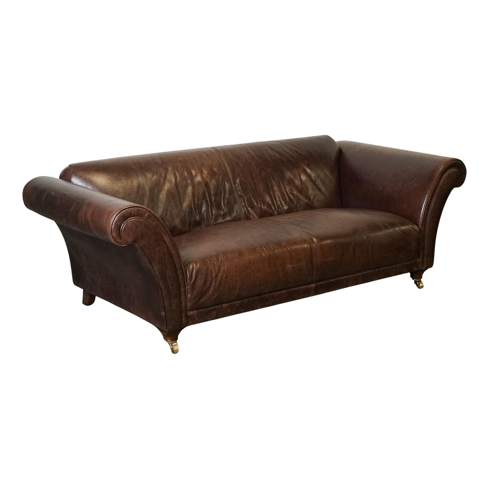 Fishpools Heritage Brown Leather Sofa | Chairish