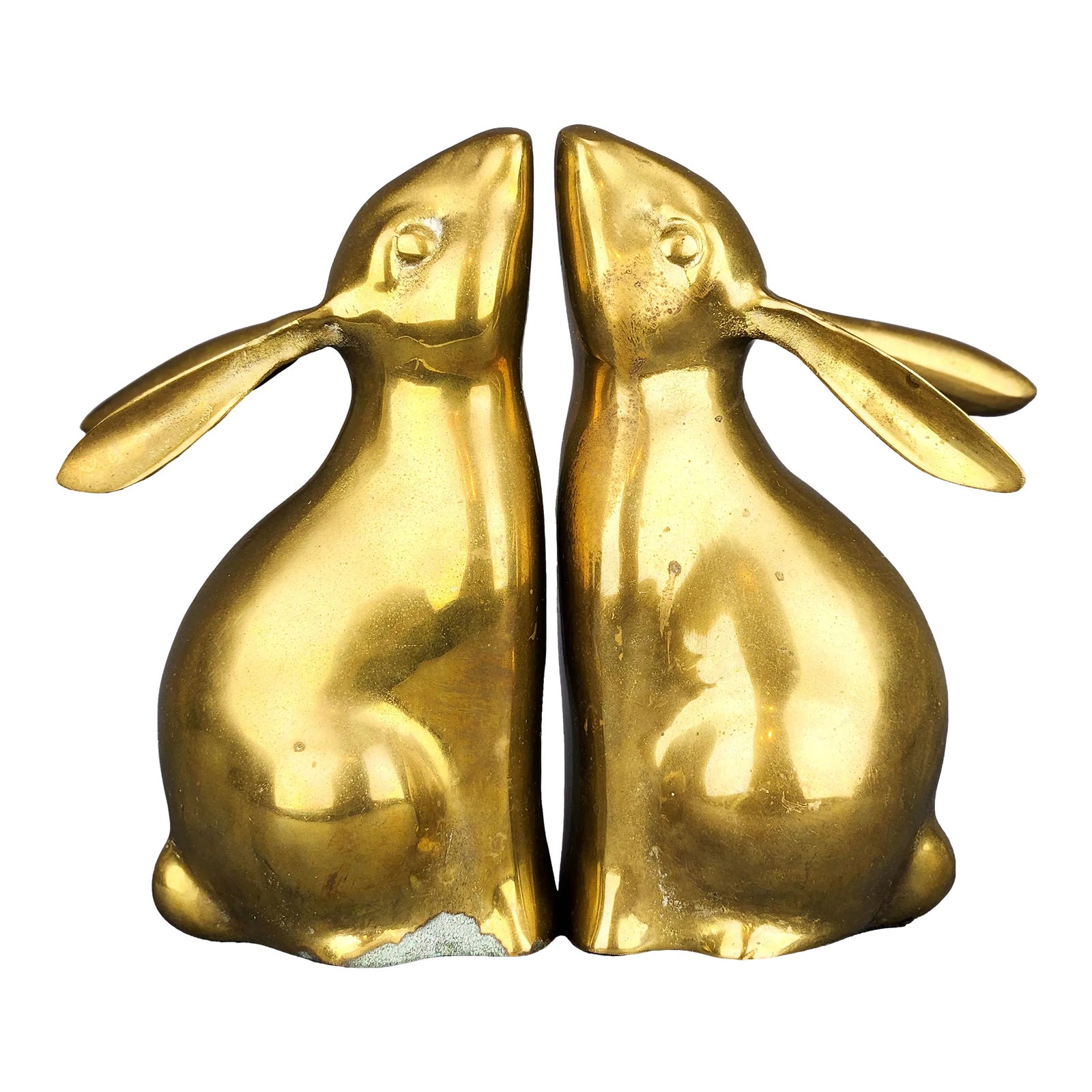 Mid 20th Century Brass Rabbit Bookends - a Pair | Chairish