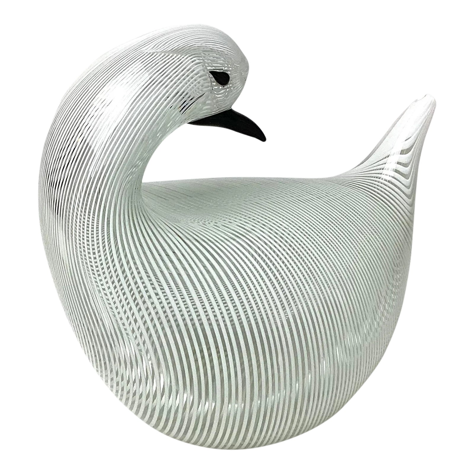 Italian Murano Ribbon Glass Sculpture of Bird Signed Numbered & Dated ...