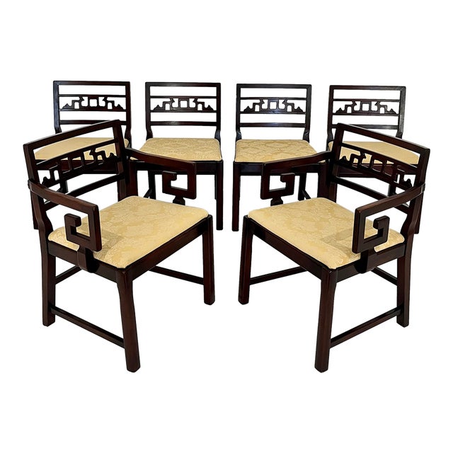 Mid Century Baker Furniture Chinoiserie Greek Key Dining Chairs- Set of ...