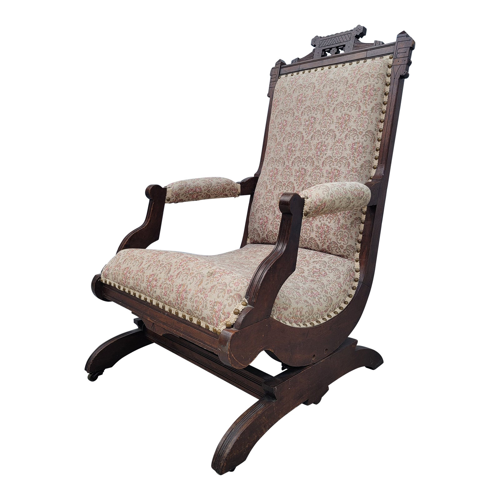 Early 20th Century Victorian Platform Rocker Wood With Fabric ...