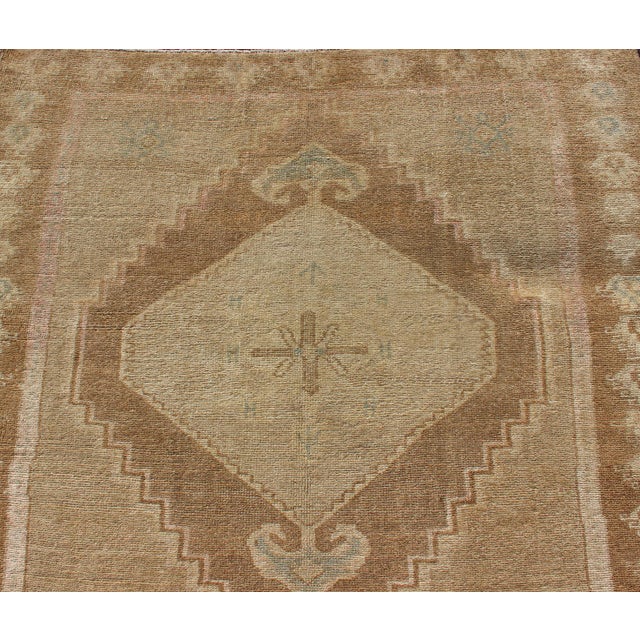 Large Gallery Turkish Rug in Earth Tones, Light Brown With Three ...