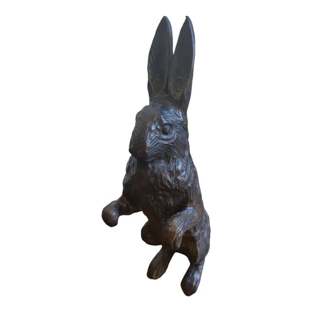 1980s Vintage Bronze Bunny Rabbit Sculpture | Chairish