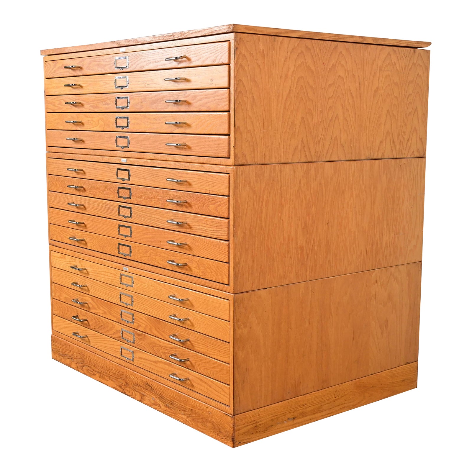 Mid-Century Modern Oak 15-Drawer Architect's Blueprint Flat File ...
