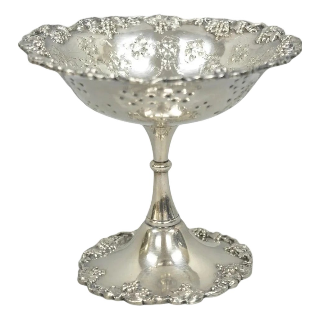 Early 20th Century Victorian Silver Plated Grapevine Repousse Pedestal ...