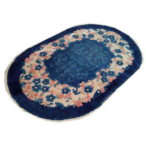 Antique Chinese Oval Handmade Knotted Rug - 3x5 | Chairish