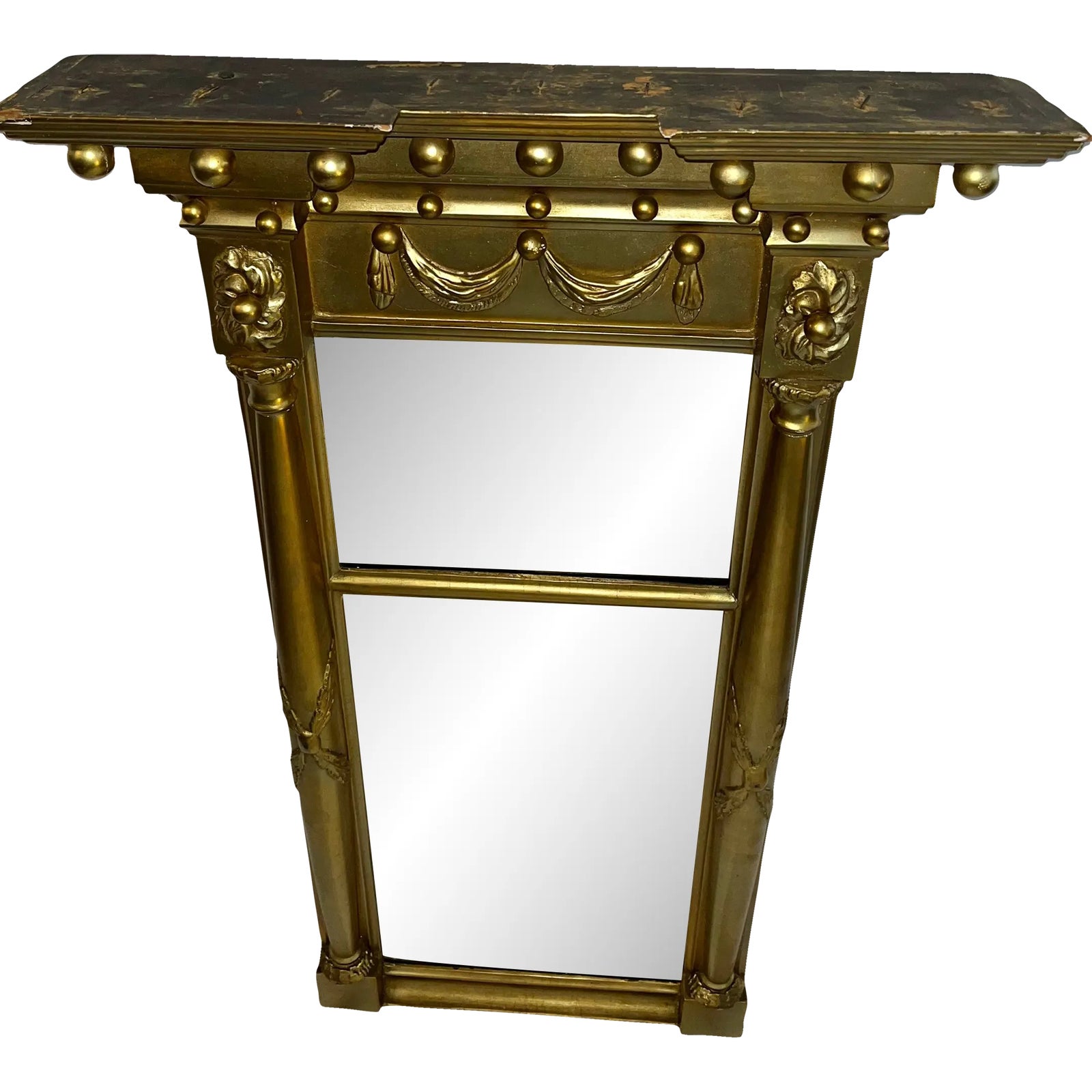 Vintage Early 20th Century Federal Gilt Beveled Mirror From New York ...