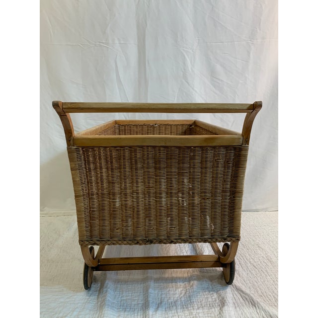 1920s Wicker Trolley Cart on Wheels | Chairish