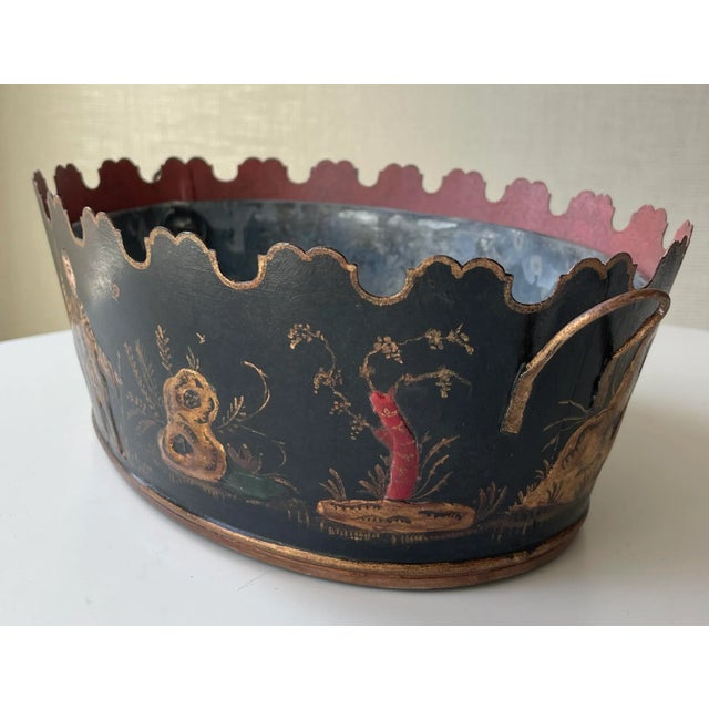 Vintage Chinoiserie Monteith Tole Cachepot With Zinc Liner | Chairish