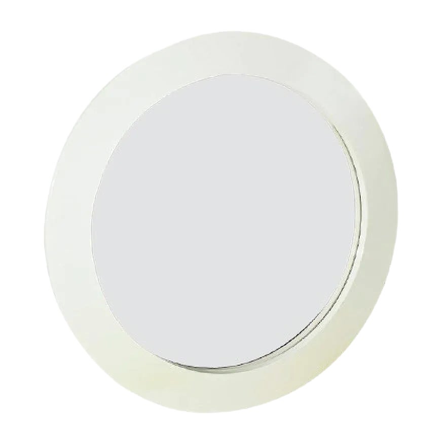 Modern Plastic Round Mirror with Flared Frame | Chairish