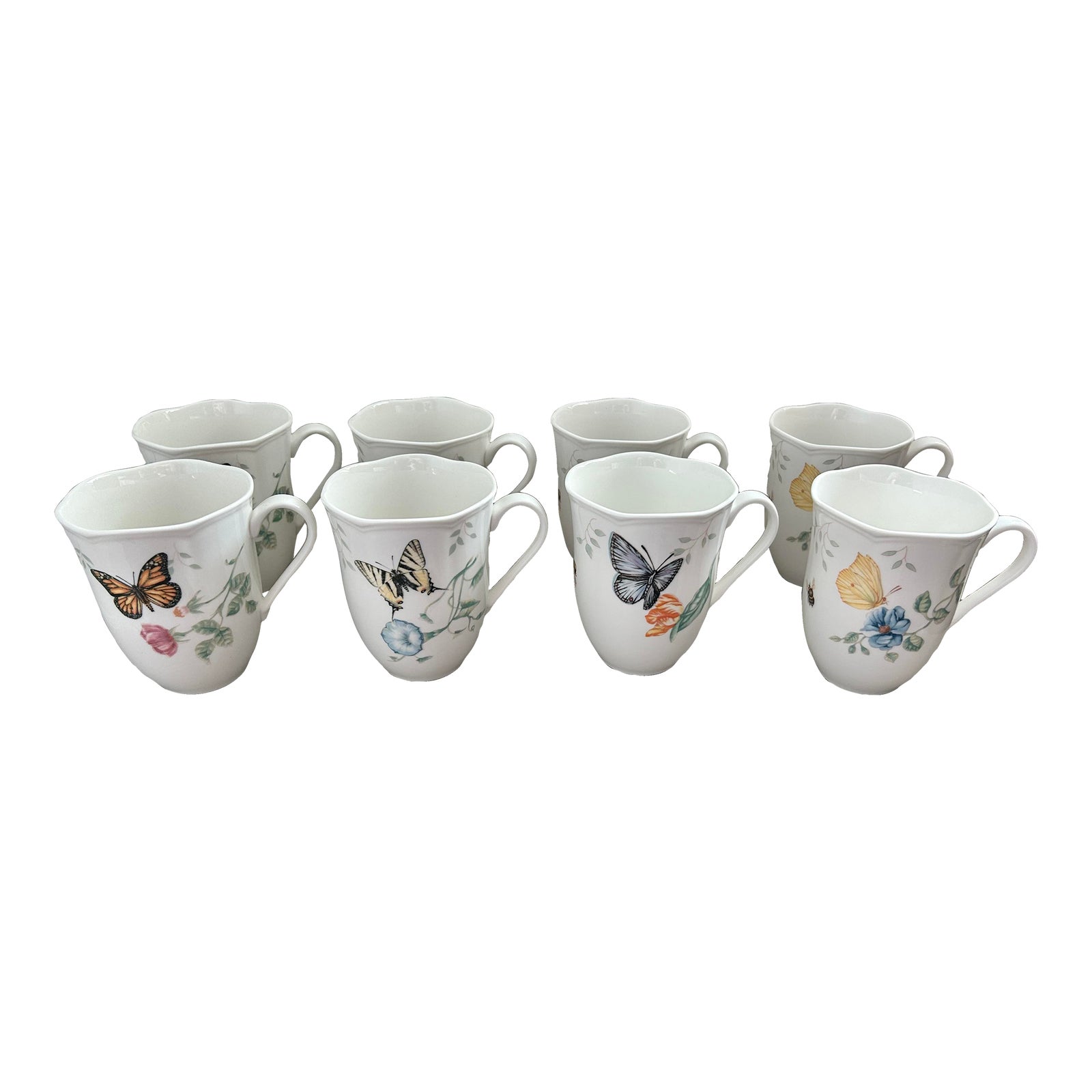 8 Lenox Butterfly Meadow Mugs | Chairish