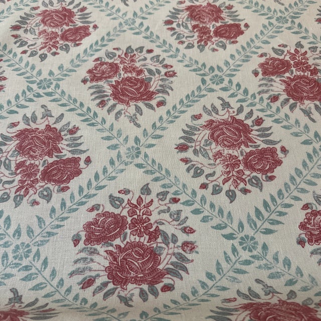 Penny Morrison Rose Trellis 6 1/2 Yards Linen Fabric | Chairish