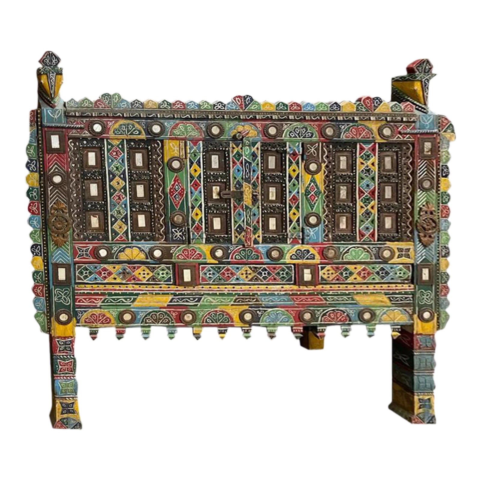 Vintage Damchiya Tribal Dowry Chest Cabinet | Chairish
