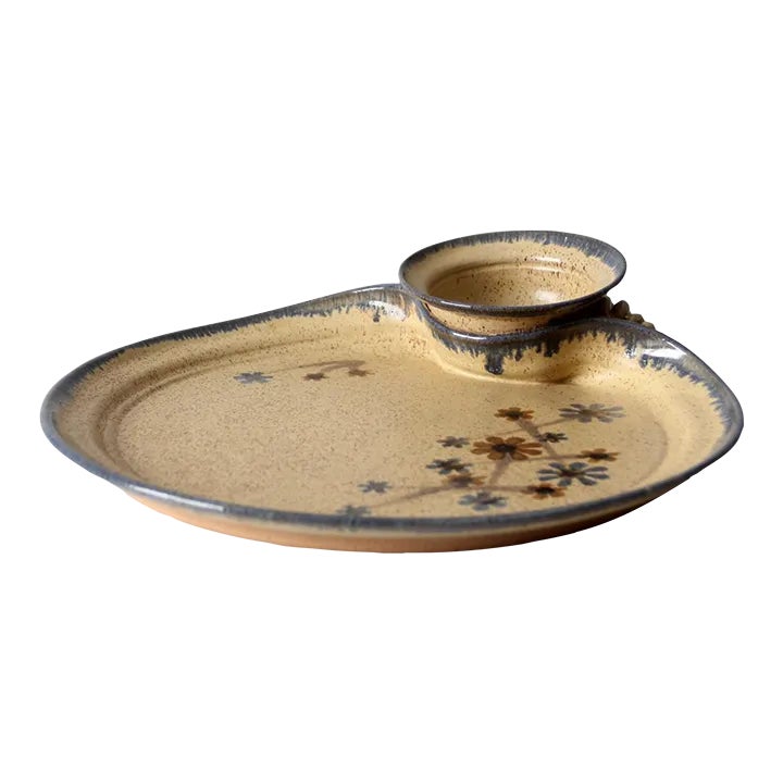 Vintage Studio Pottery Tray With Side Bowl | Chairish