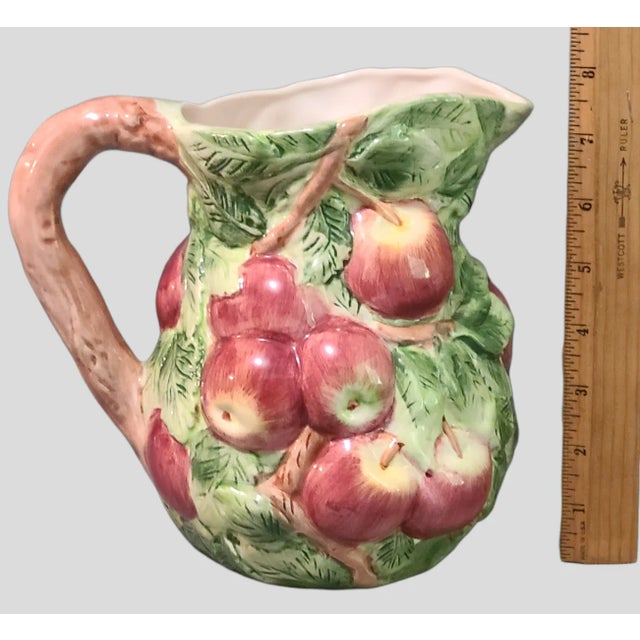 Vintage World Bazaar Majolica Pottery Apples 3d Design Pitcher | Chairish