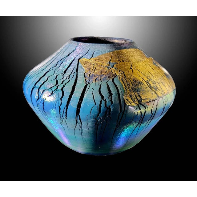 1980s Robert Eickholt Large Hand Blown Gold Leaf Iridescent Volcano ...