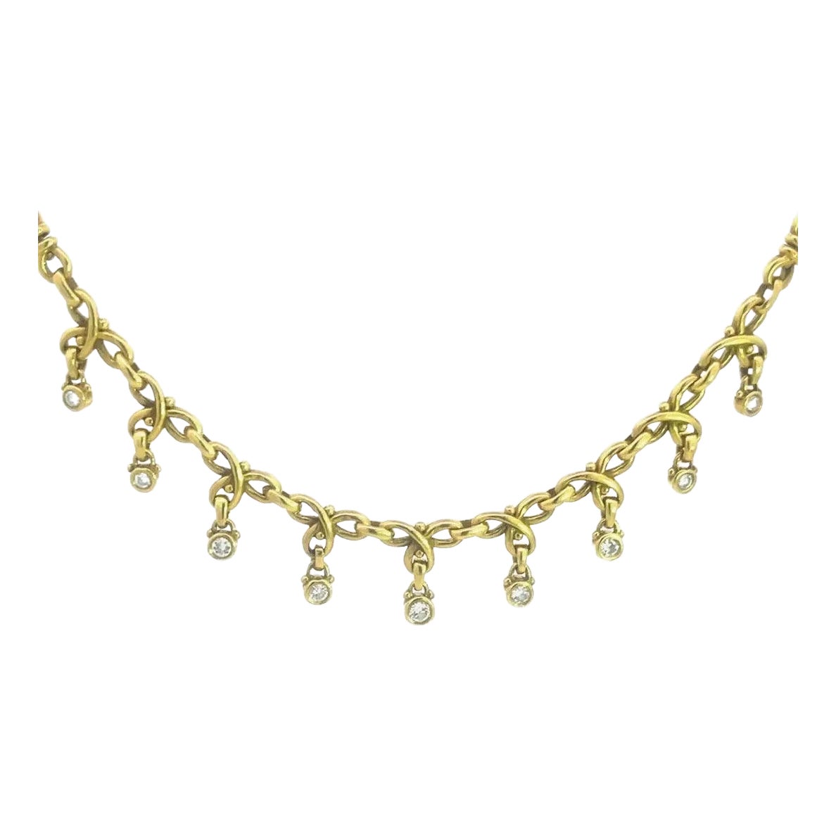 Judith Ripka Diamond Gold Necklace 18k Yellow Dangle Charms S Link ...