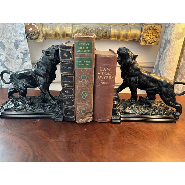 Early 20th Century Ronson Attributed Bronzed Tiger Bookends- a Pair ...