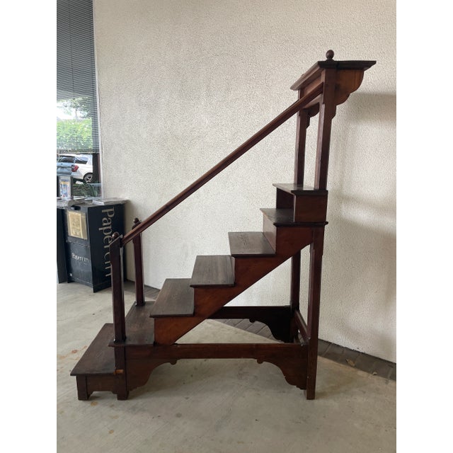 19th Century Georgian Style Oak Library Steps | Chairish