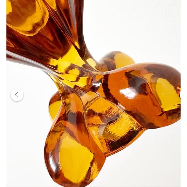 1960s Amber Footed Four Square Swung Glass Vase | Chairish