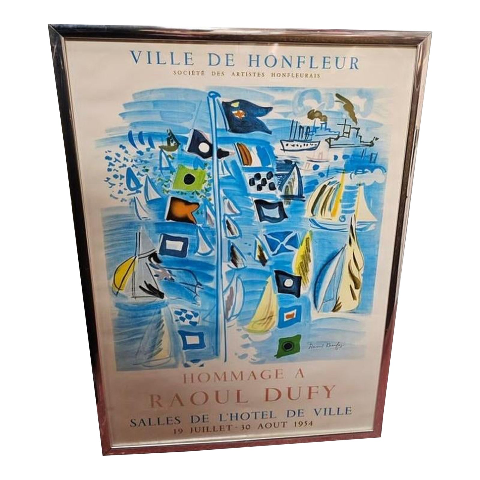 Mid Century Modern 1954 Rare “Hommage a Raul Dufy” Exhibition Poster ...