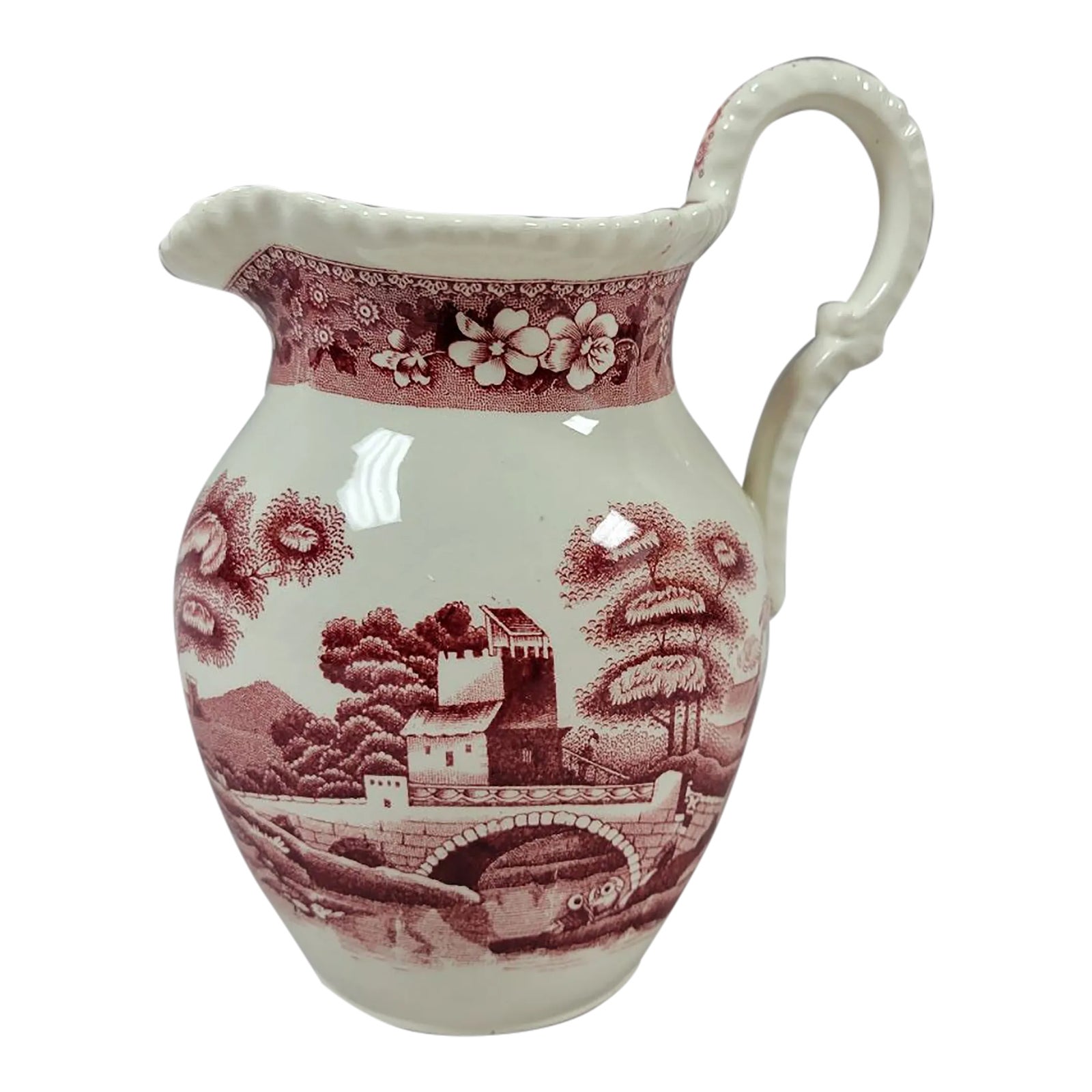 32 Oz Pitcher Spode’s Tower Pink, Older Backstamp | Chairish