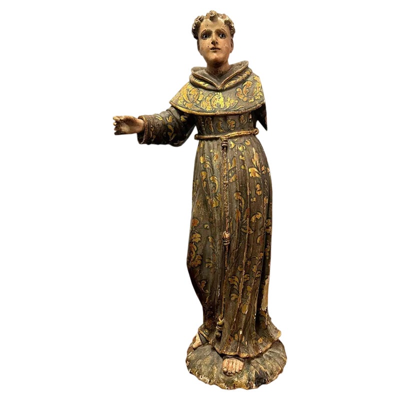 17th Century Hand Carved Saint Francis Wooden Sculpture, Spain, 1650s ...