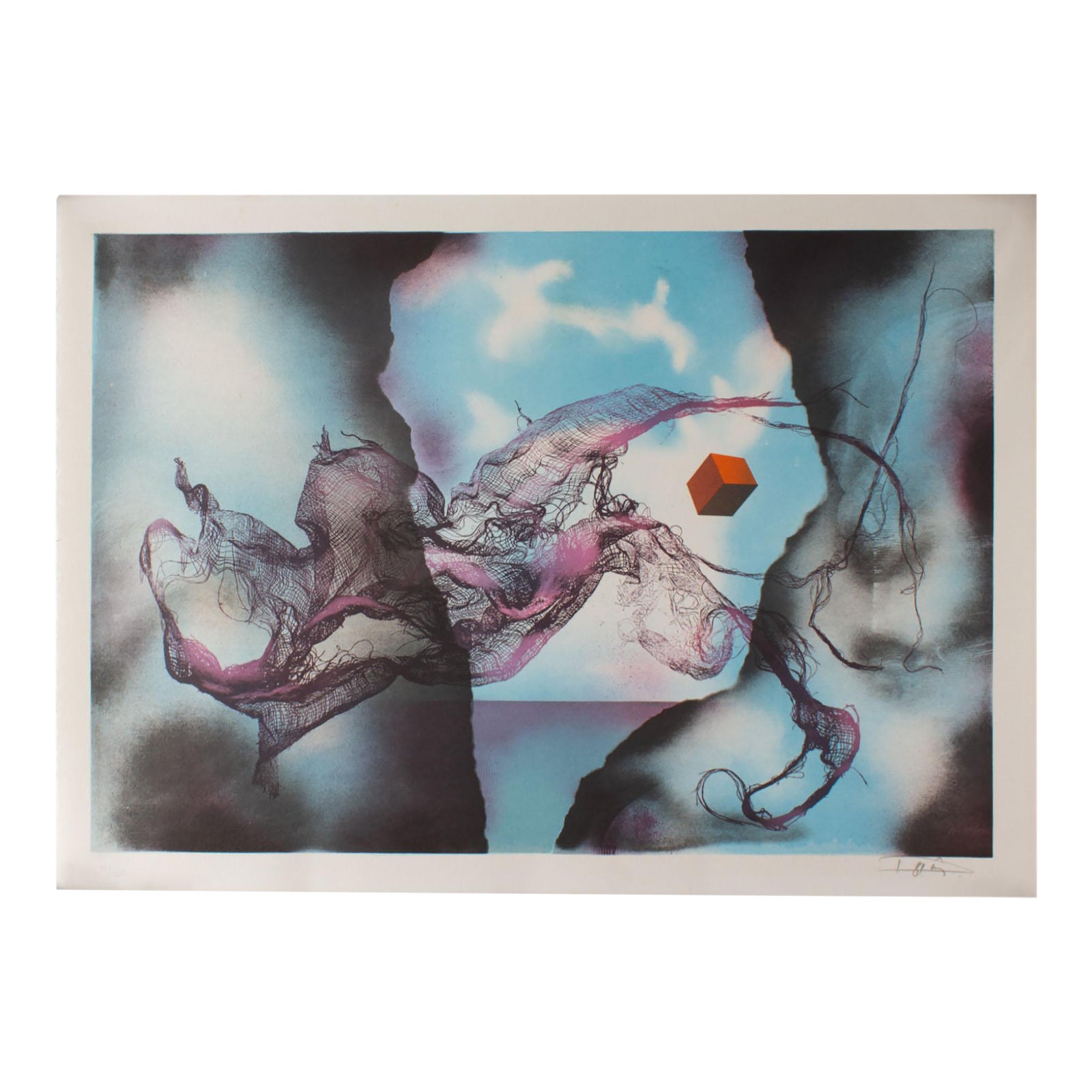 1981 Abstract Lithograph by László Dús | Chairish