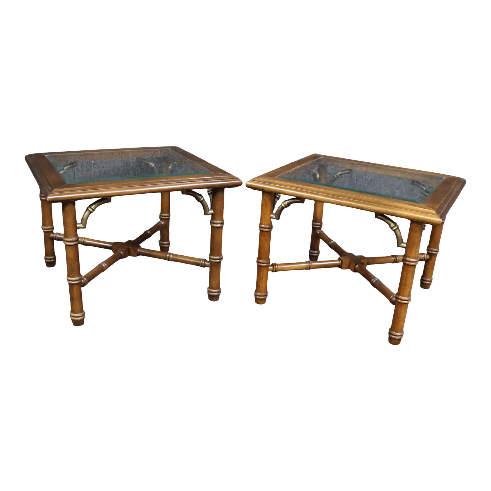 Regency Style Fruitwood Faux Bamboo Side Tables - a Pair | Chairish