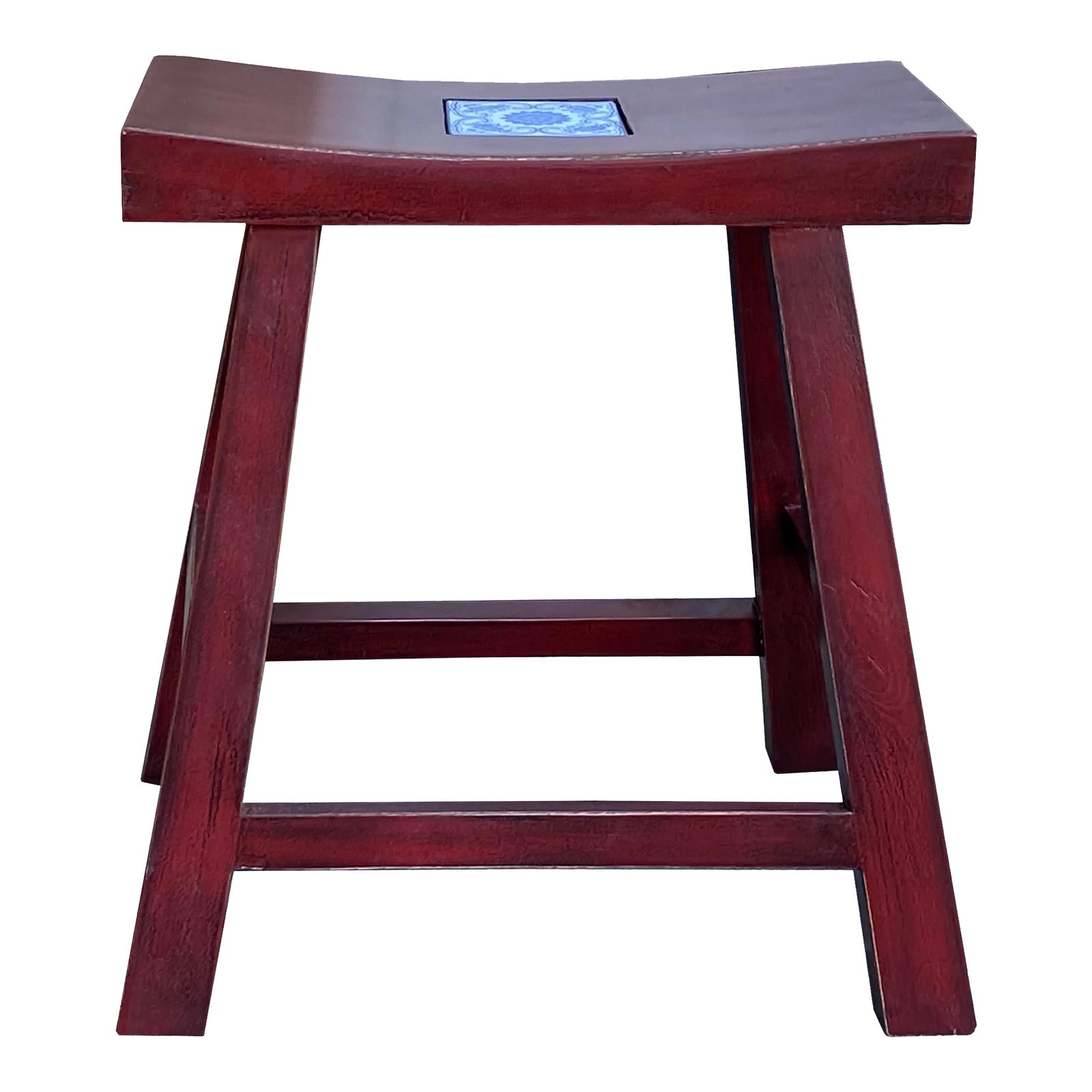 Handmade Blue White Porcelain Art Top Brick Red Single Seat Stool ...